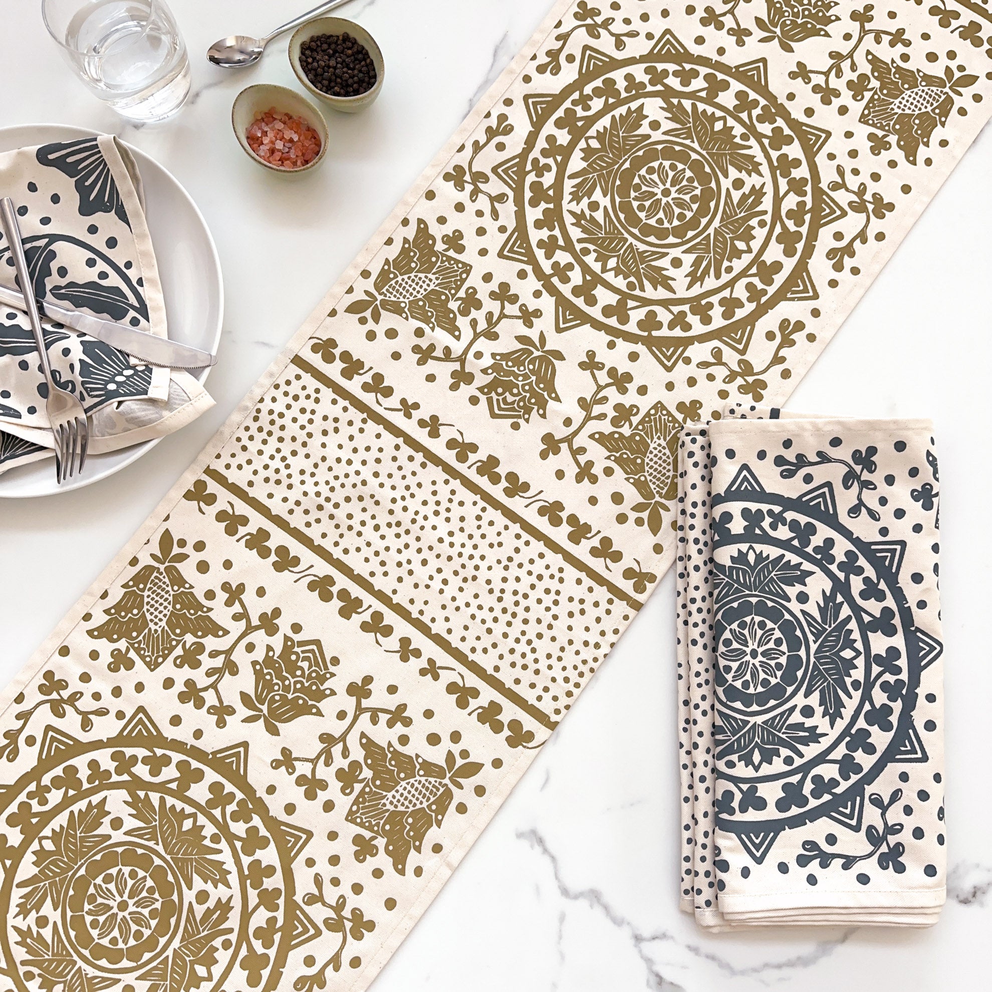 Table Runner Navy Gold | Madiba Print – Spaza Store